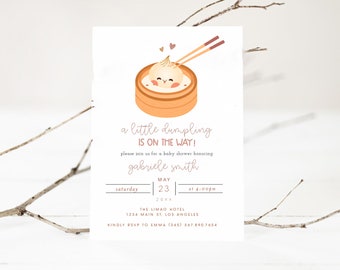 Dumpling Birthday Invitation Bundle Dim Sum Party Invite Bao - Etsy