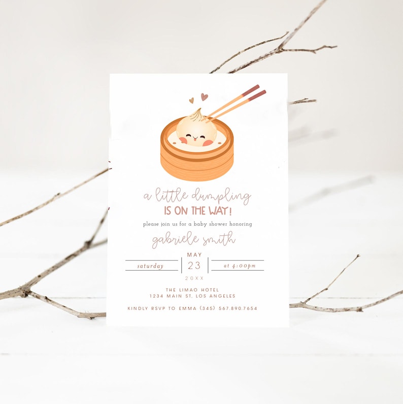 Bao Dumpling Baby Shower Invitation Dim Sum Baby Shower - Etsy