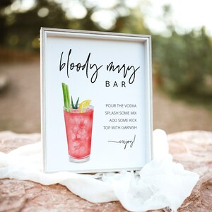 Bloody Mary Bar Sign, Modern Bloody Bar Sign and Tags, Wedding Bar ...