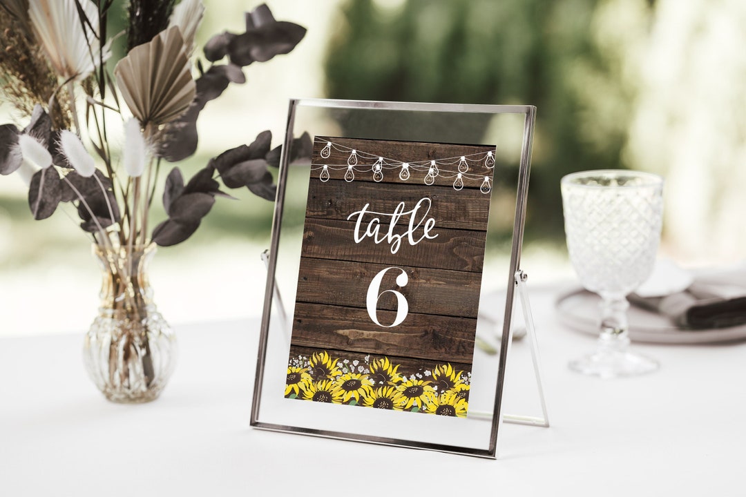 Rustic Wedding Table Number Template, Table Numbers for Wedding ...