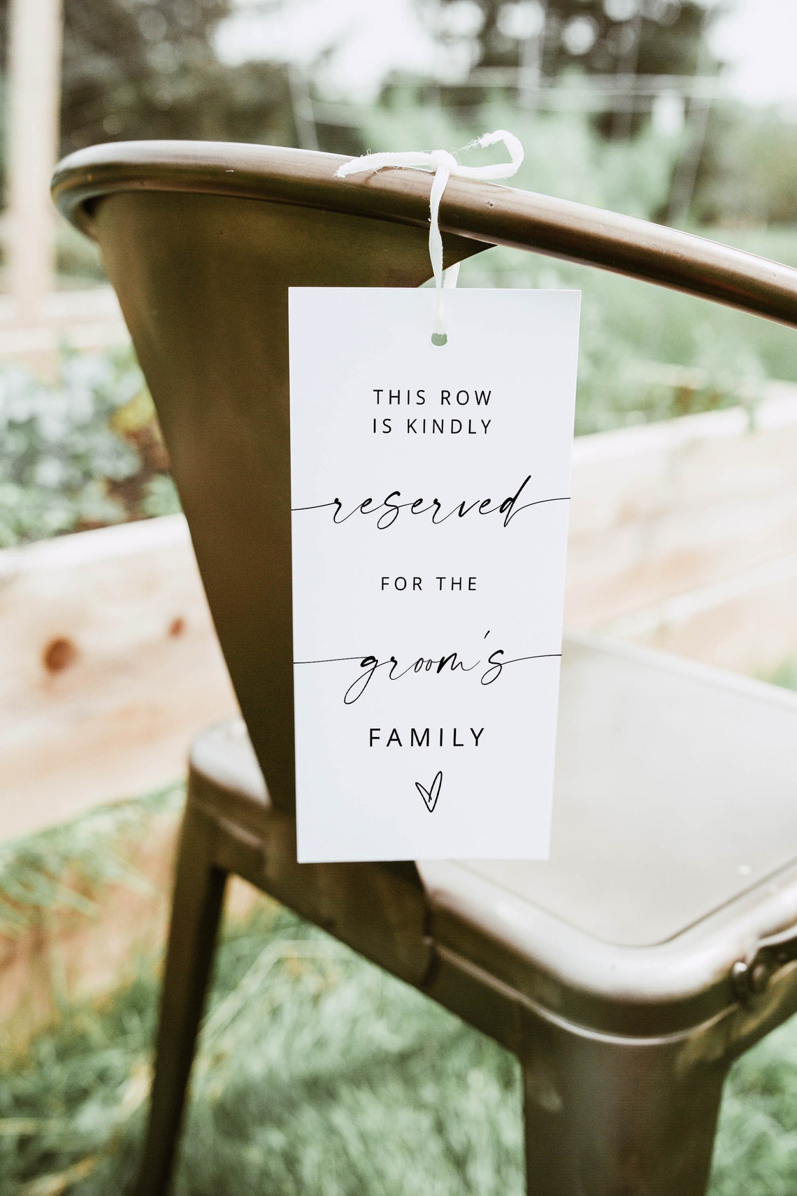 Reserved Seating Tag, Wedding Reserved Chair / Row Card, Modern ...