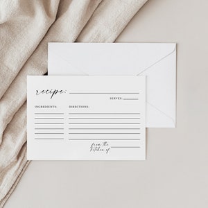 Recipe Card Sign, Leave Your Recipe Cards Here, Minimalist Bridal ...
