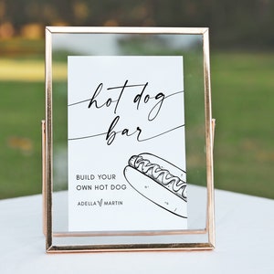 Wedding Hot Dog Sign Template, Wedding Food Hot Dog Station, Minimalist ...
