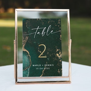 Emerald Wedding Table Numbers, Jade Green Watercolor Wedding Table ...