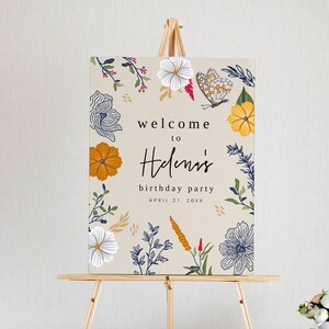 EVA | Wildflower 1st Birthday Bundle Template Printable, Boho Floral ...