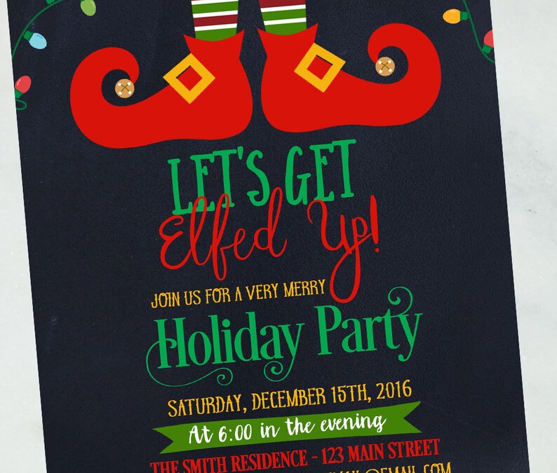 Let's Get Elfed Up Party Invitation Christmas Party | Etsy