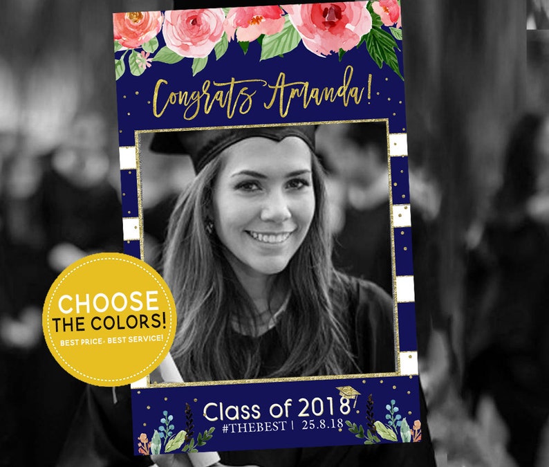Graduation Party Photo Prop Frame Floral, Graduation Party Decorations ...