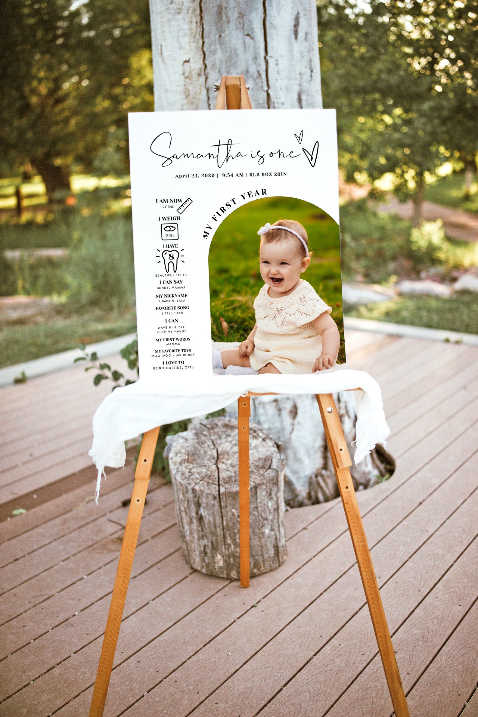 Editable Arch Photo First Birthday Milestone Board Template, Printable ...