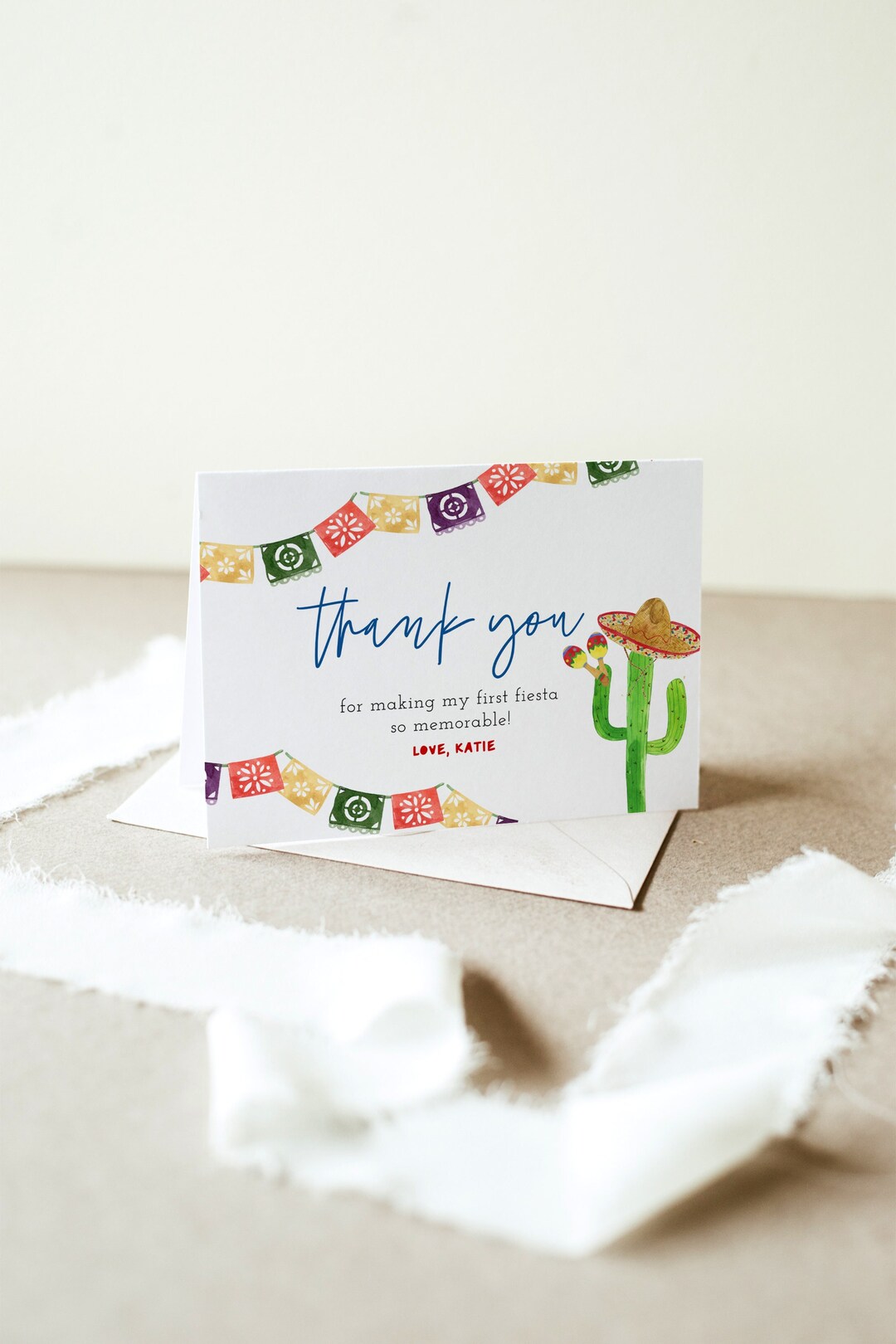 Fiesta Birthday Thank You Card, First Fiesta Thank You Card Template ...