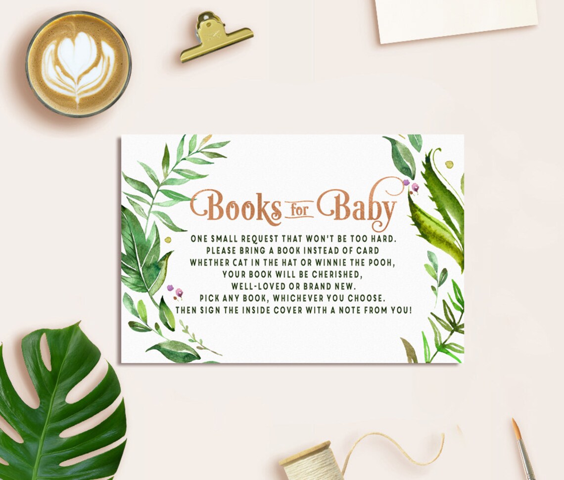 Bring a Book Baby Shower Card Boho Books for Baby Insert | Etsy