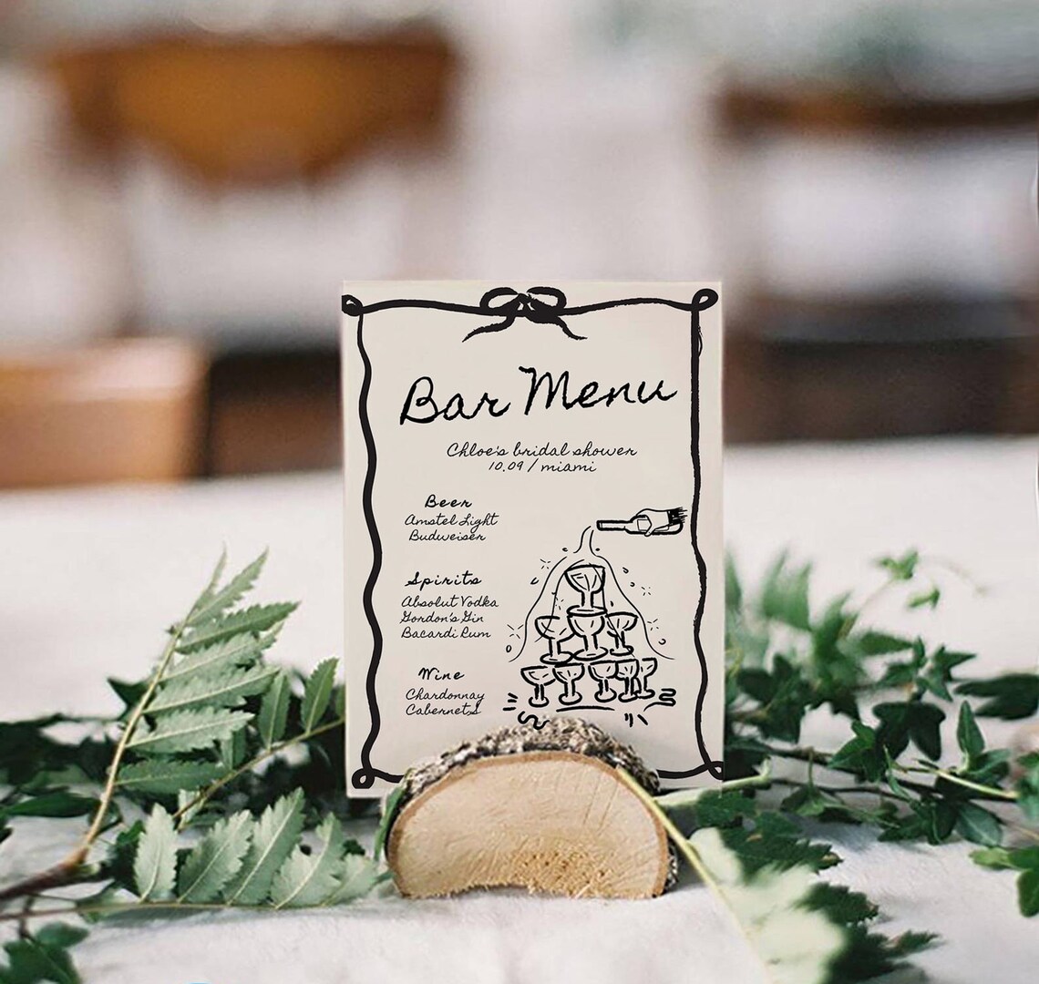 Hand Drawn Bar Manu Template, Handwritten Menu Drink Sign, Hand Drawn ...