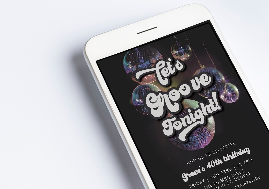 Let's Groove Tonight Party Invitation, 70s Retro Birthday Invitation ...