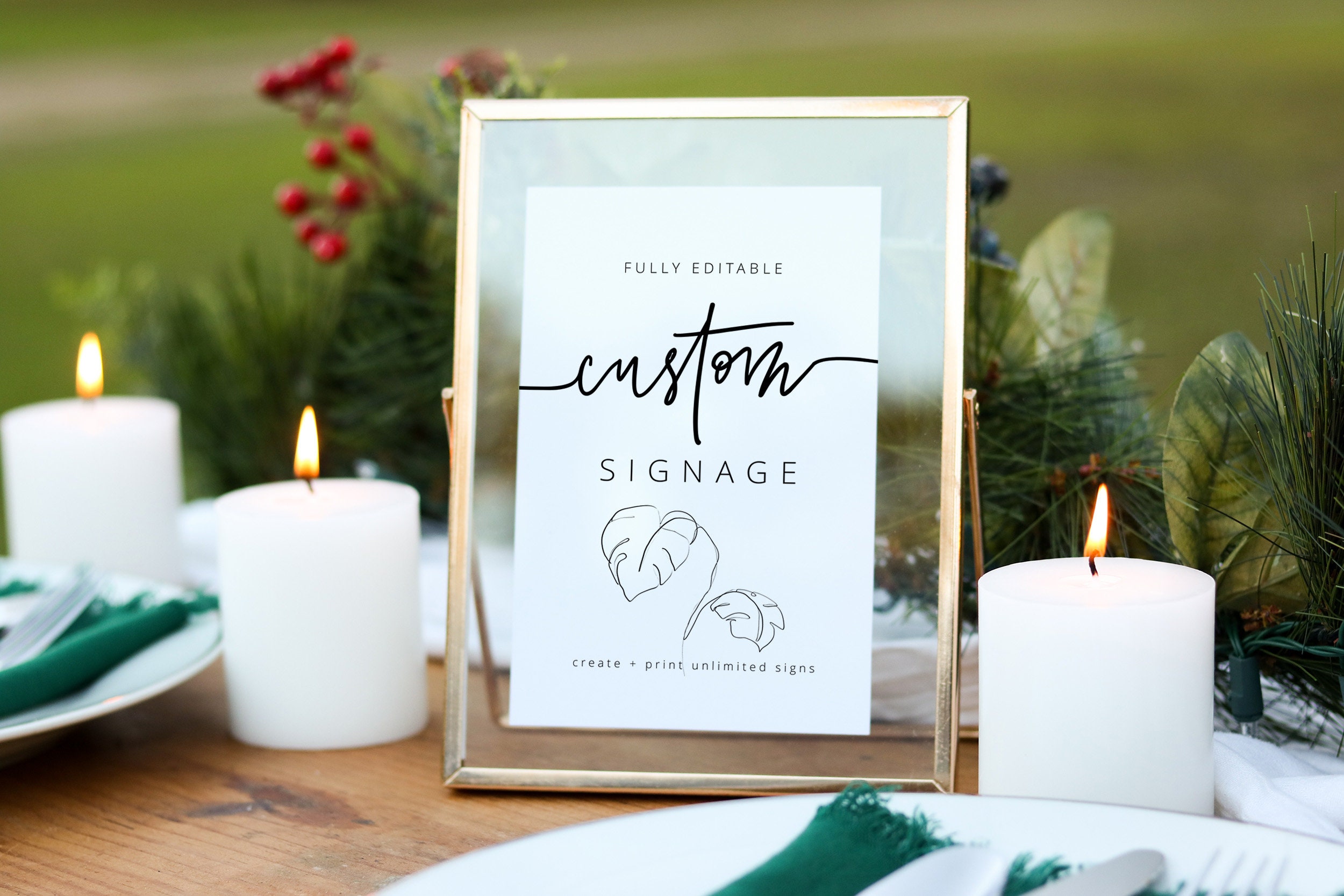 Minimalist Custom 5x7" Sign Template, Printable Party Signs, Modern ...