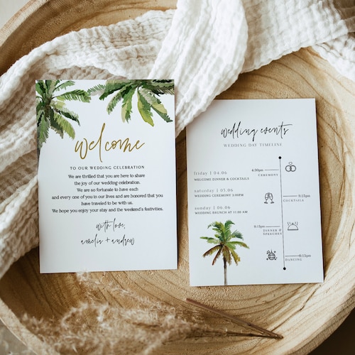 Tropical Welcome Letter Itinerary Template Beach Wedding - Etsy