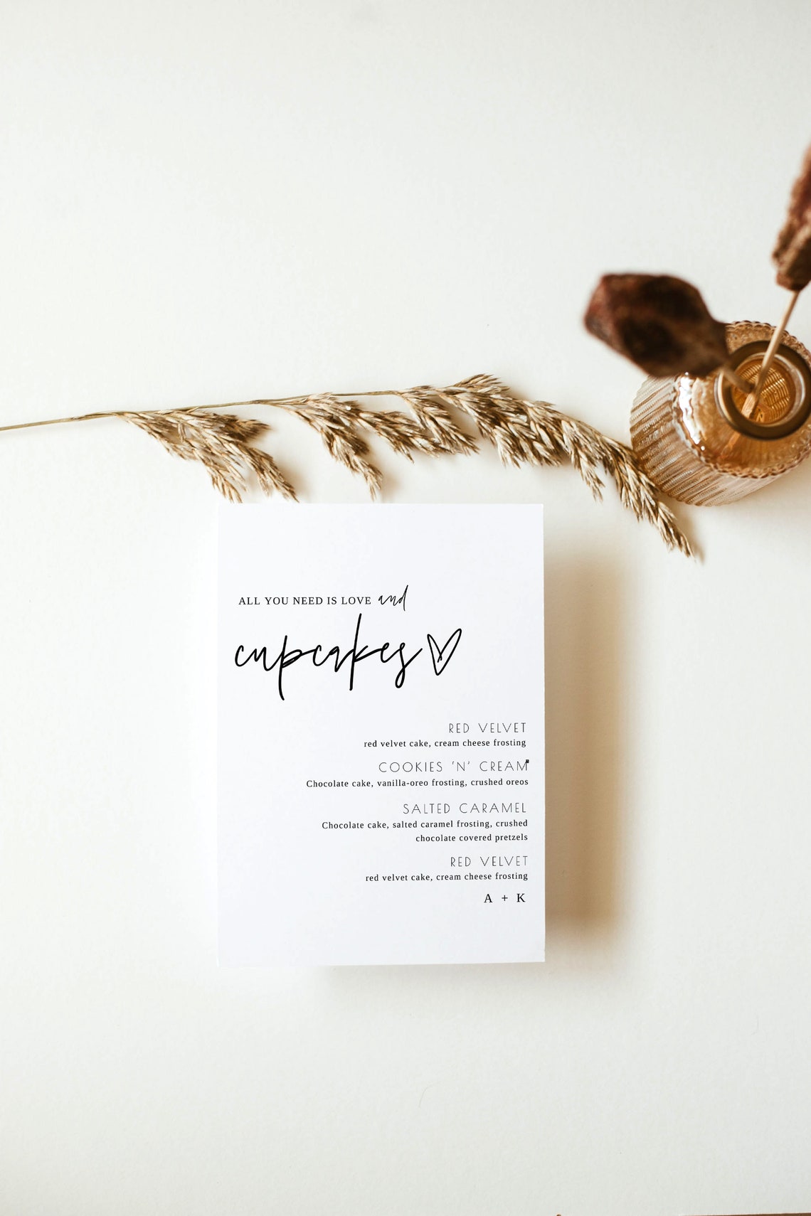 Cupcake Menu Sign Template Wedding Cupcake Bar Station - Etsy