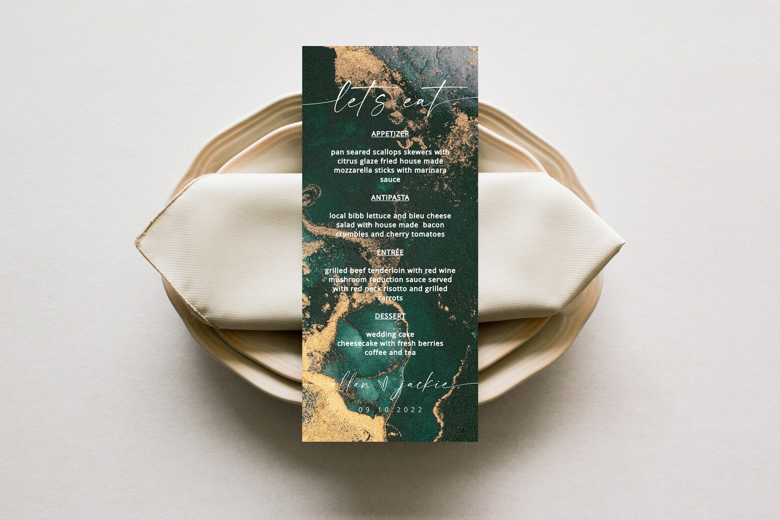 Emerald Watercolor Menu Template Printable Hunter Green & - Etsy