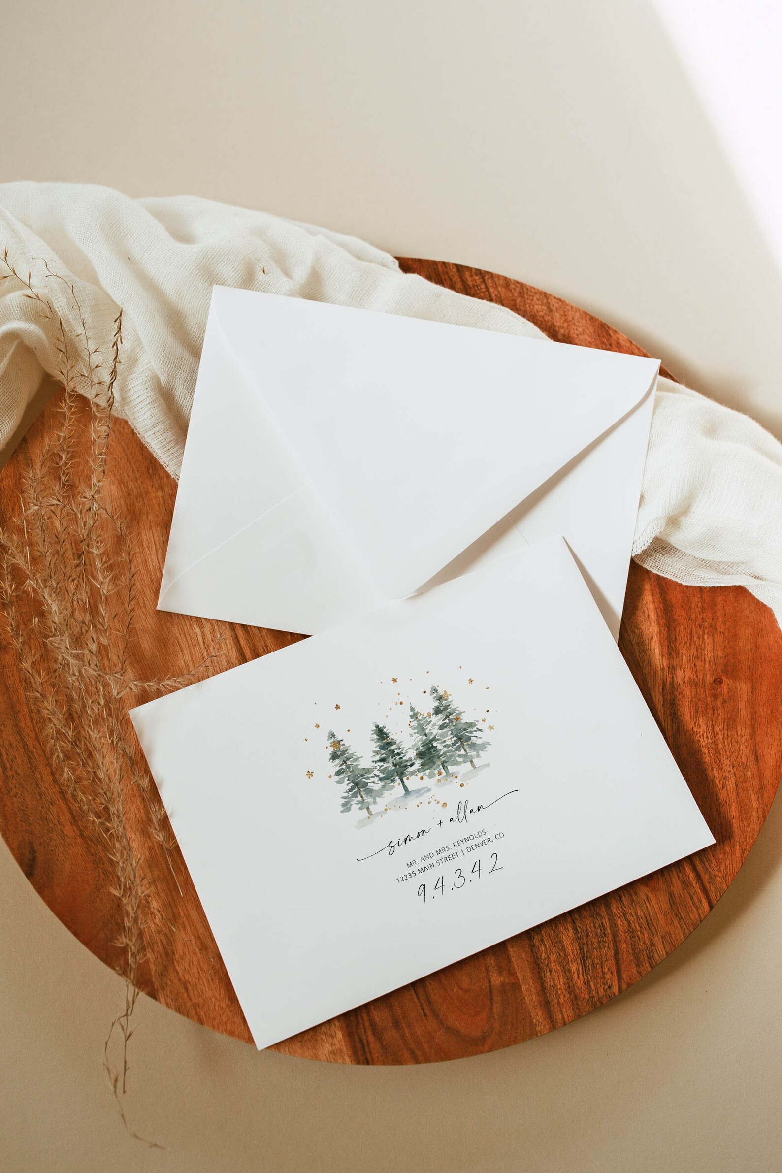 Pine Tree Envelope Template, DIY Woodland Wedding Address Printable ...