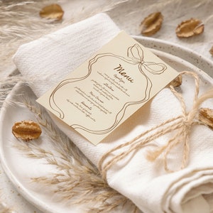 Hand Drawn Menu Dinner Template, Handwritten Menu Dinner, Bow Menu ...