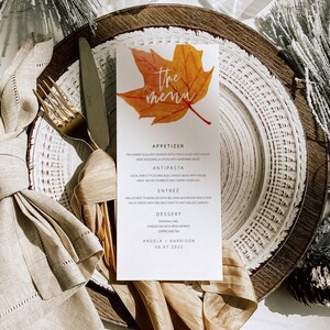 Fall Wedding Menu Template, Autumn Wedding Table Decorations, Rustic ...