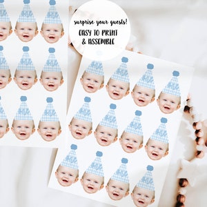 Blue Cupcake Topper Printable, Boys Birthday Face Cupcake Toppers, Kids ...