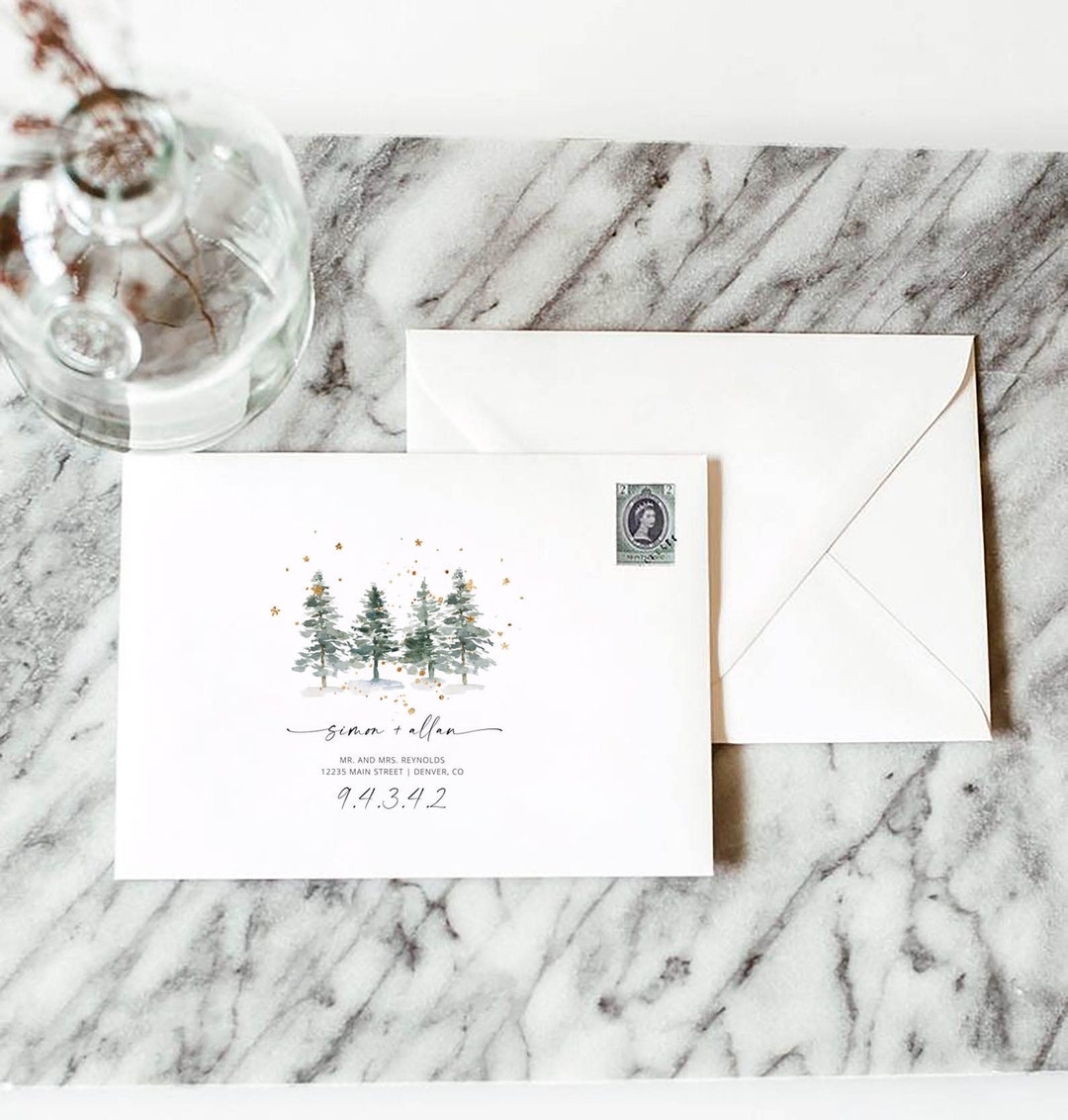 Pine Tree Envelope Template, DIY Woodland Wedding Address Printable ...