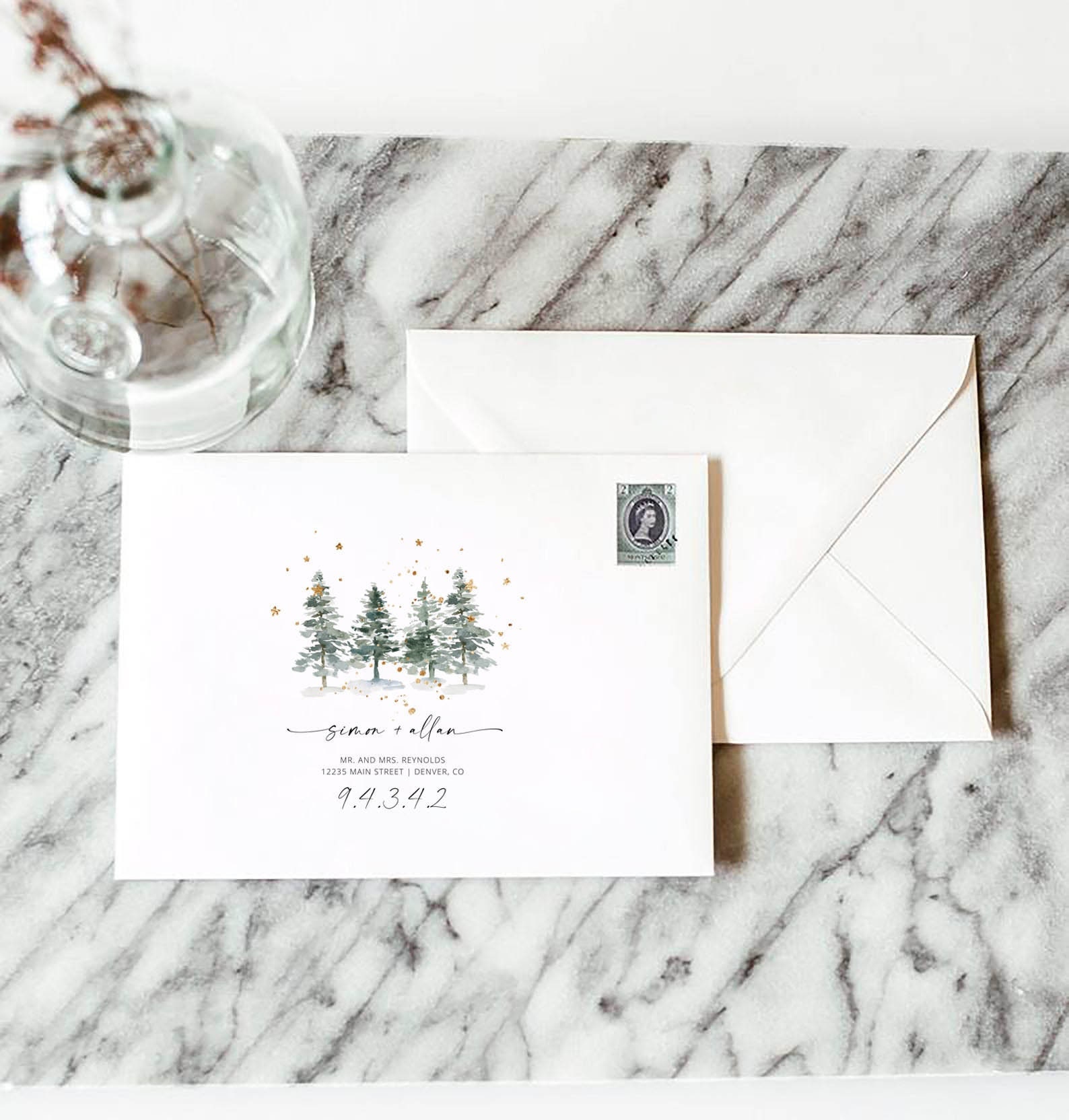 Pine Tree Envelope Template, DIY Woodland Wedding Address Printable ...