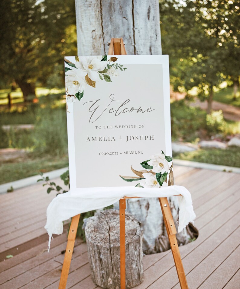Magnolia Welcome Sign Template Wedding or Bridal Shower - Etsy