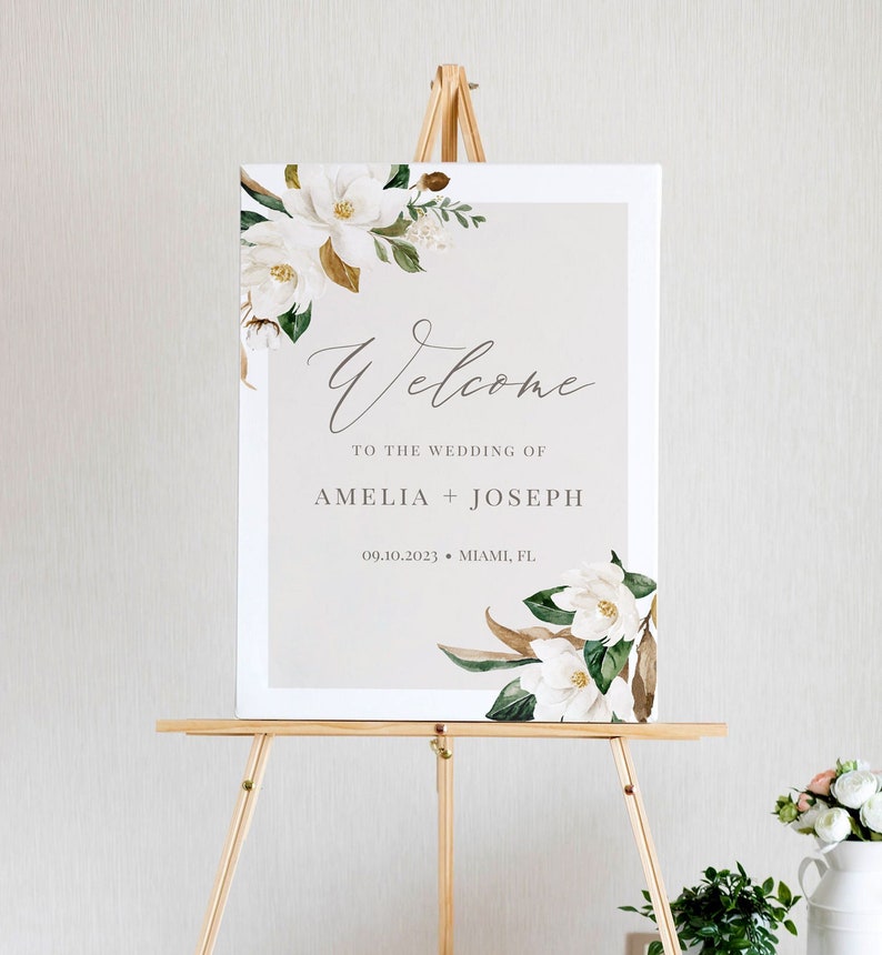 Magnolia Welcome Sign Template Wedding or Bridal Shower - Etsy