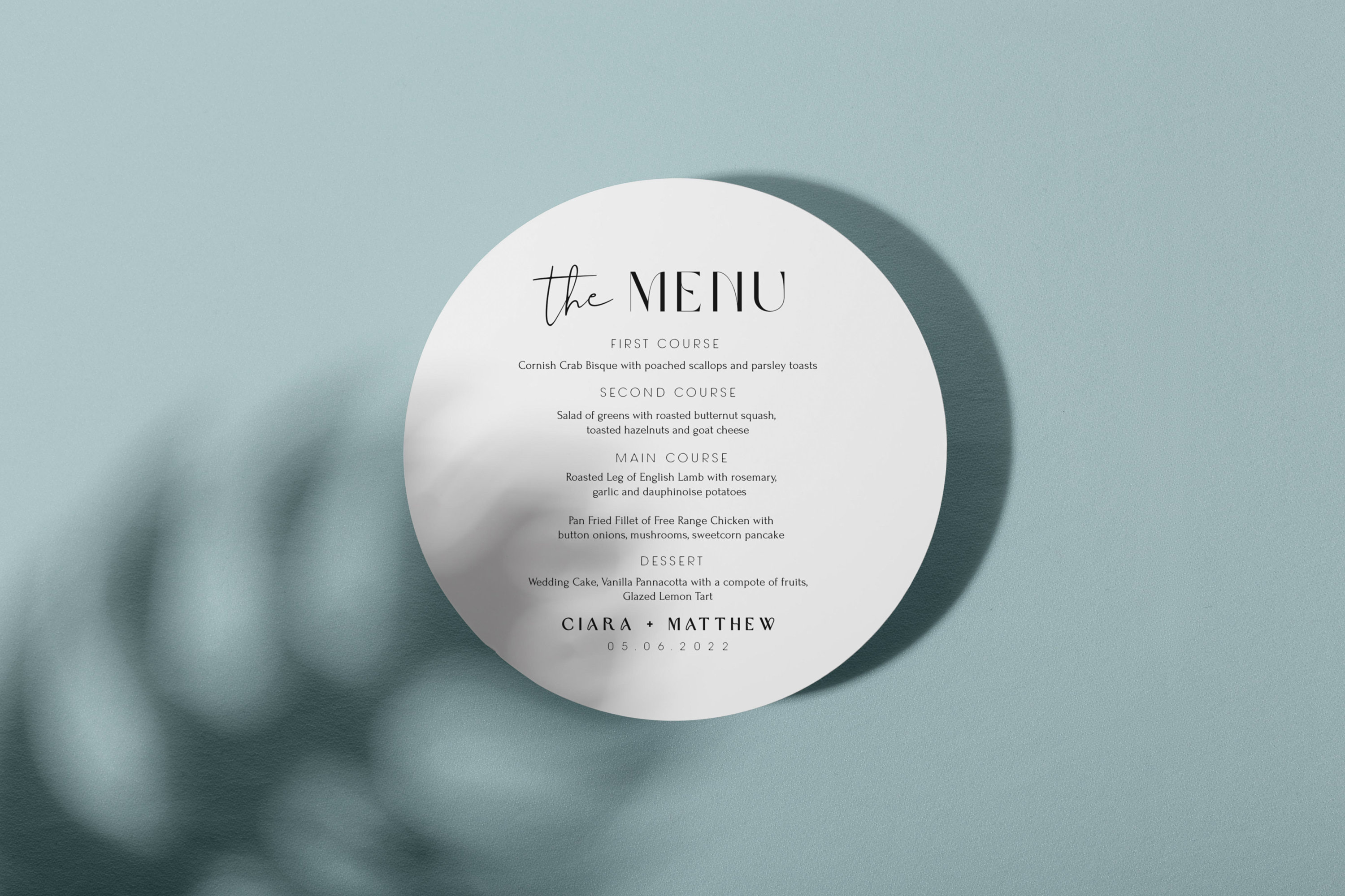 MARINA Wedding Menu Round Template Modern Simple Wedding | Etsy