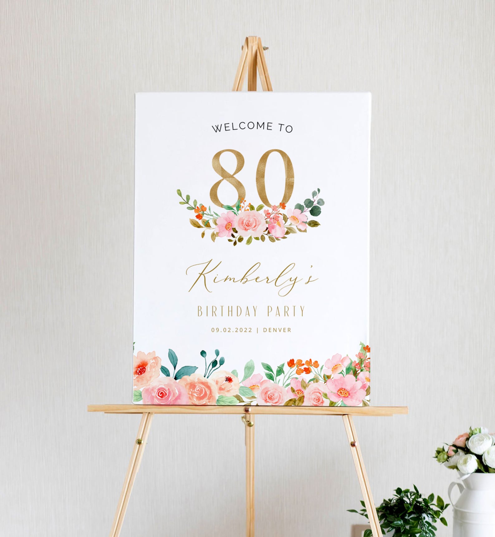 Elegant Blush Pink Welcome Sign Template Any Age Birthday - Etsy