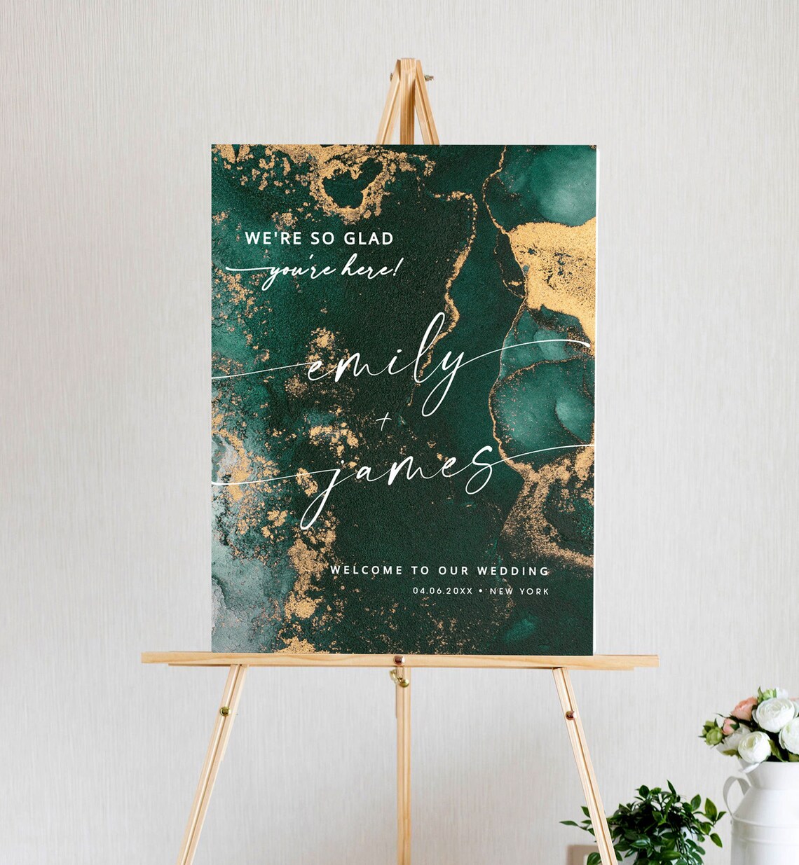 Emerald Watercolor Welcome Sign Template Printable Hunter - Etsy