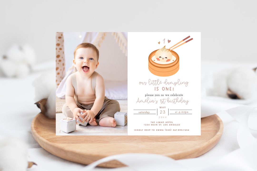 Dumpling Birthday Invitation, Gender Neutral 1st Birthday, Dumpling 1st ...
