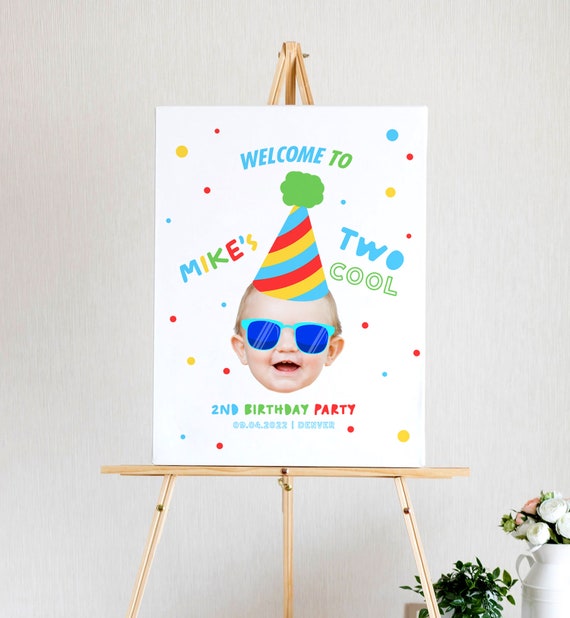 Two Cool Birthday Welcome Sign 2nd Birthday Welcome Sign - Etsy