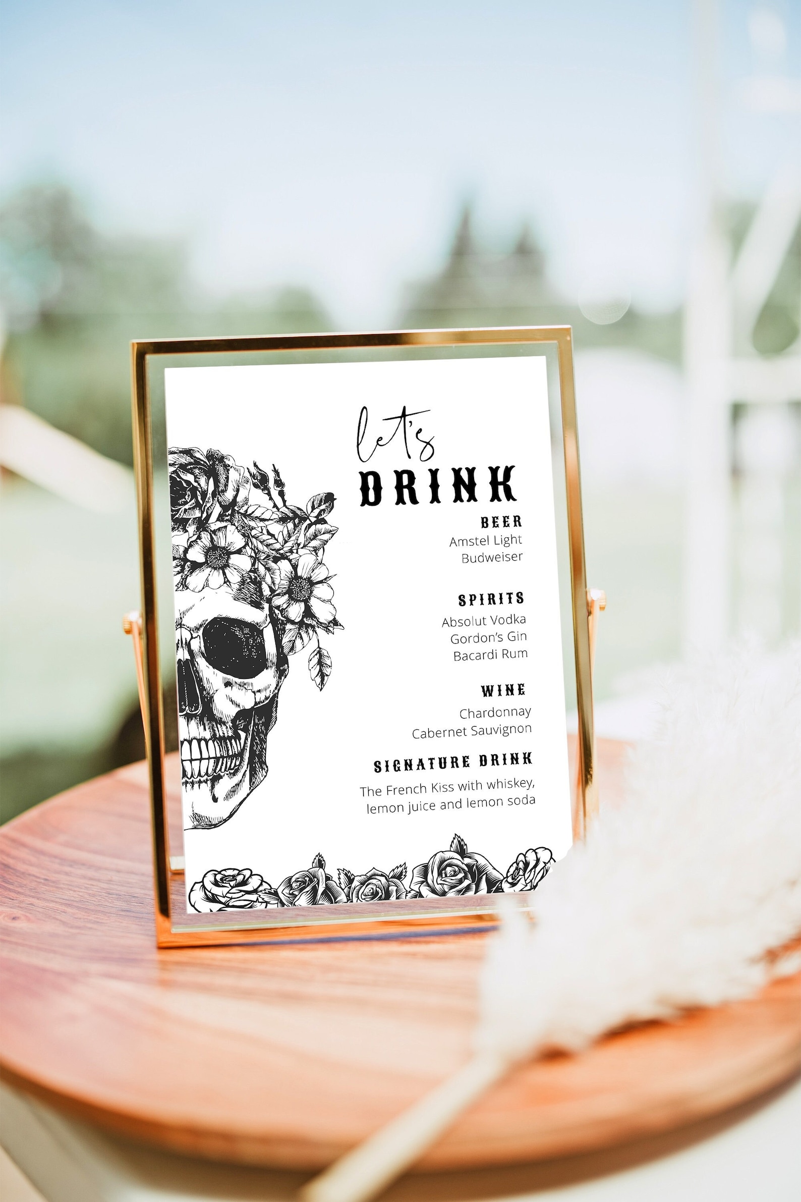 Skull Gothic Drink Menu Template Let's Drink Halloween - Etsy