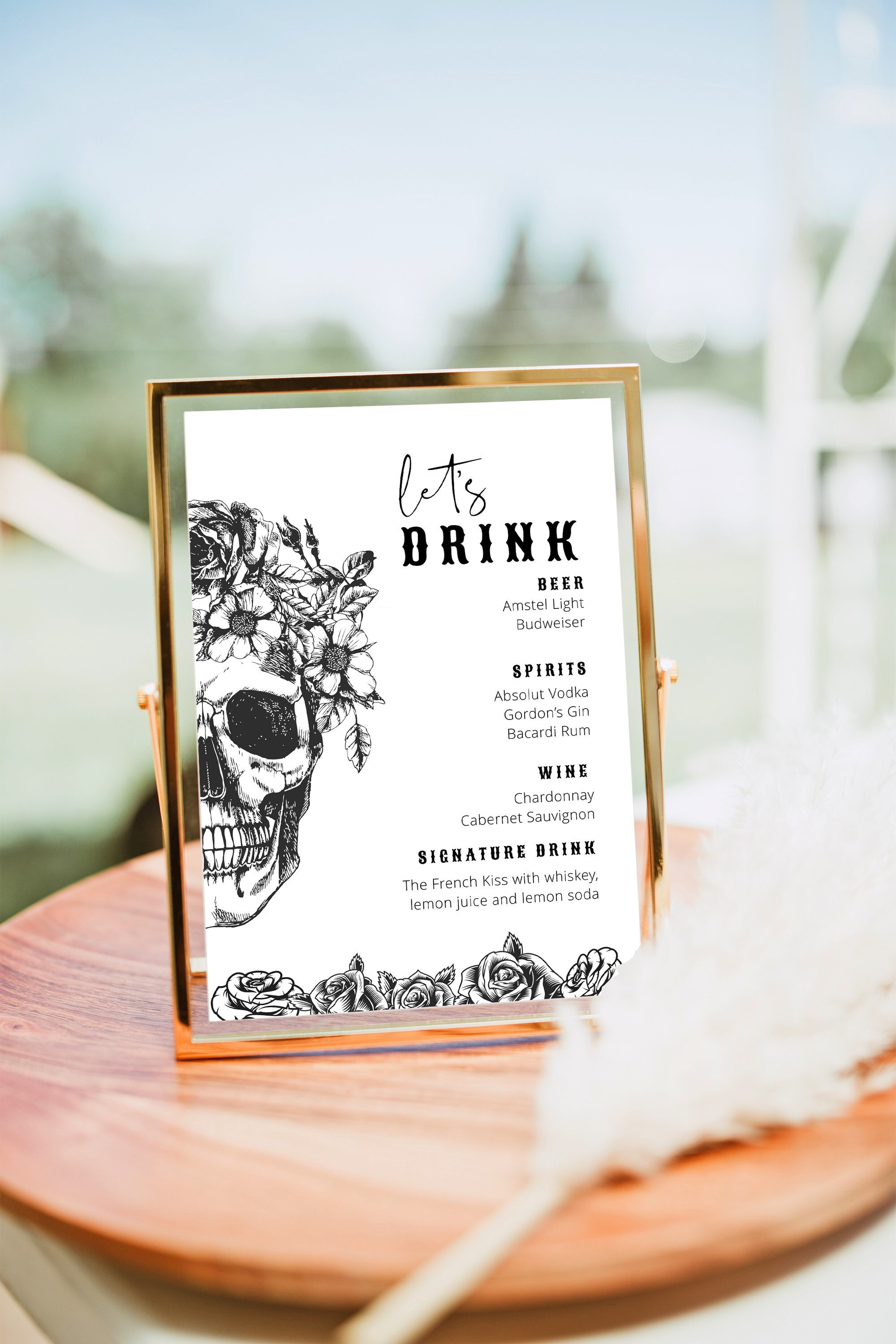 Skull Gothic Drink Menu Template Let's Drink Halloween - Etsy