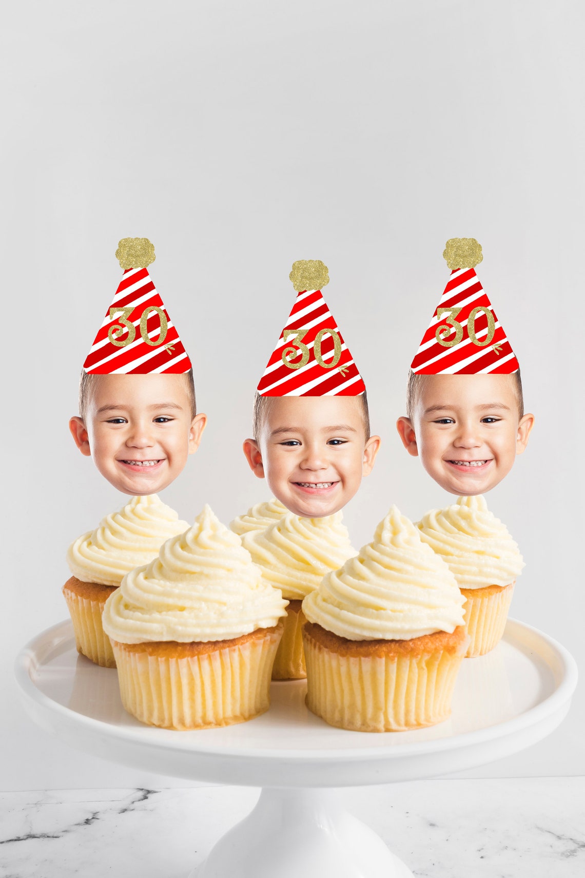 Red Cupcake Topper Cupcake Toppers Birthday With Photo - Etsy