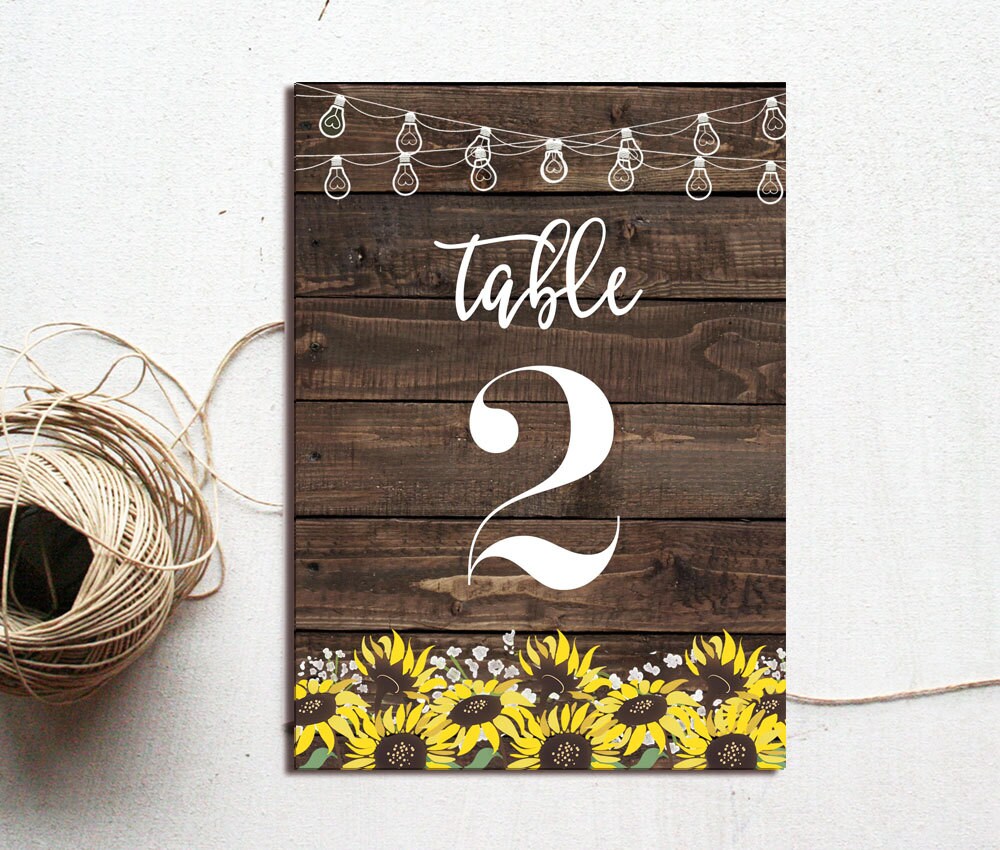 Rustic Wedding Table Number Template Table Numbers for - Etsy
