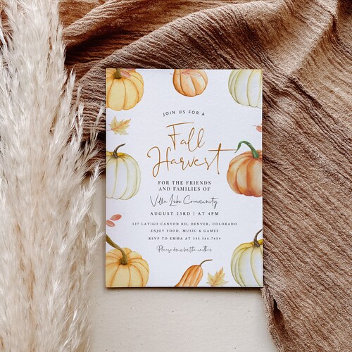 Autumn Harvest Party Invitation Instant Download Editable - Etsy
