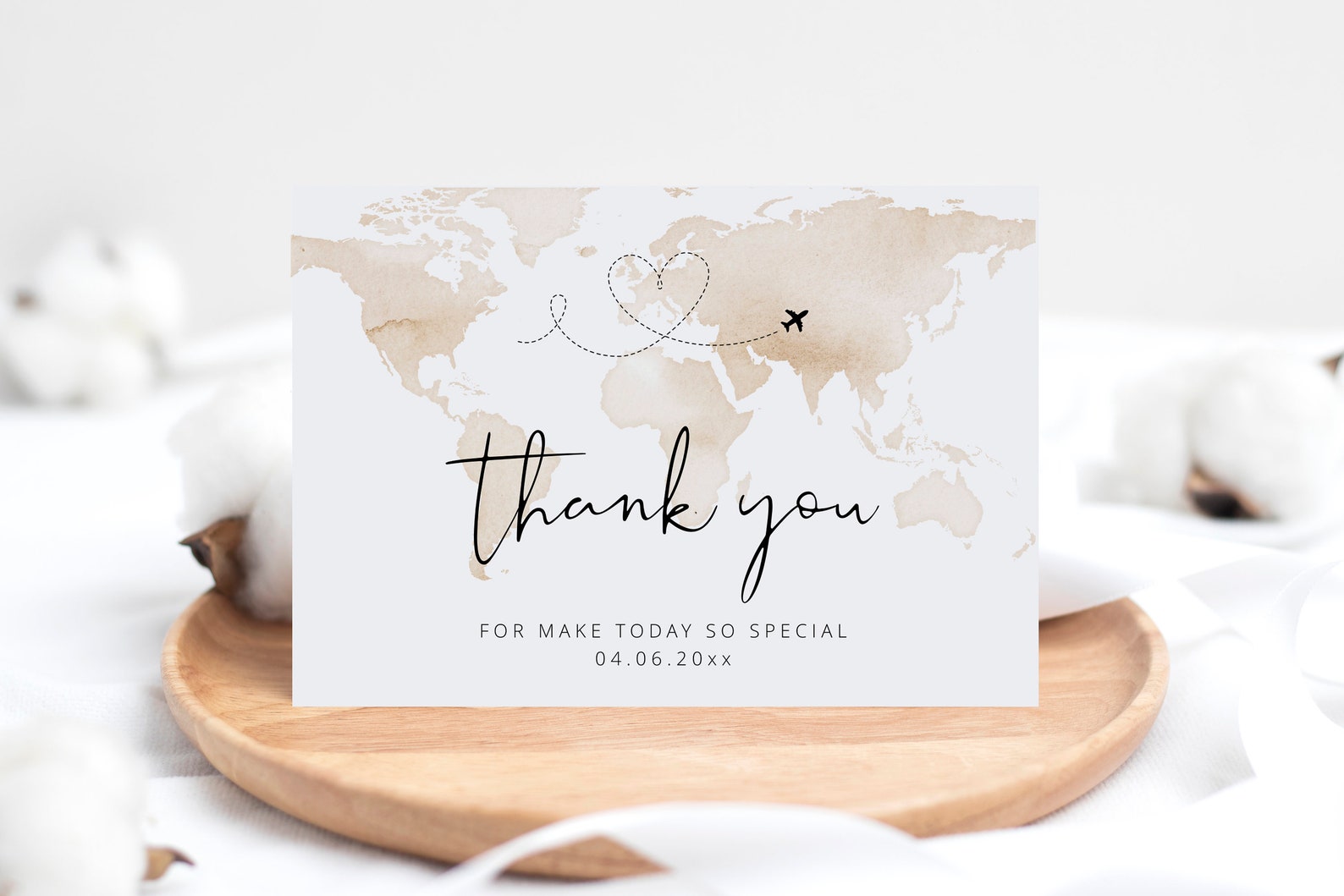 Watercolor Map Thank You Card Template, Destination Wedding Thank You ...