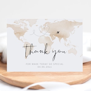 Watercolor Map Thank You Card Template, Destination Wedding Thank You ...