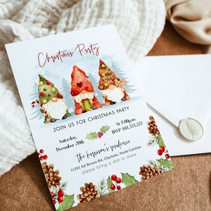 Christmas Gnome Invitation, Christmas Invitation Digital Download ...