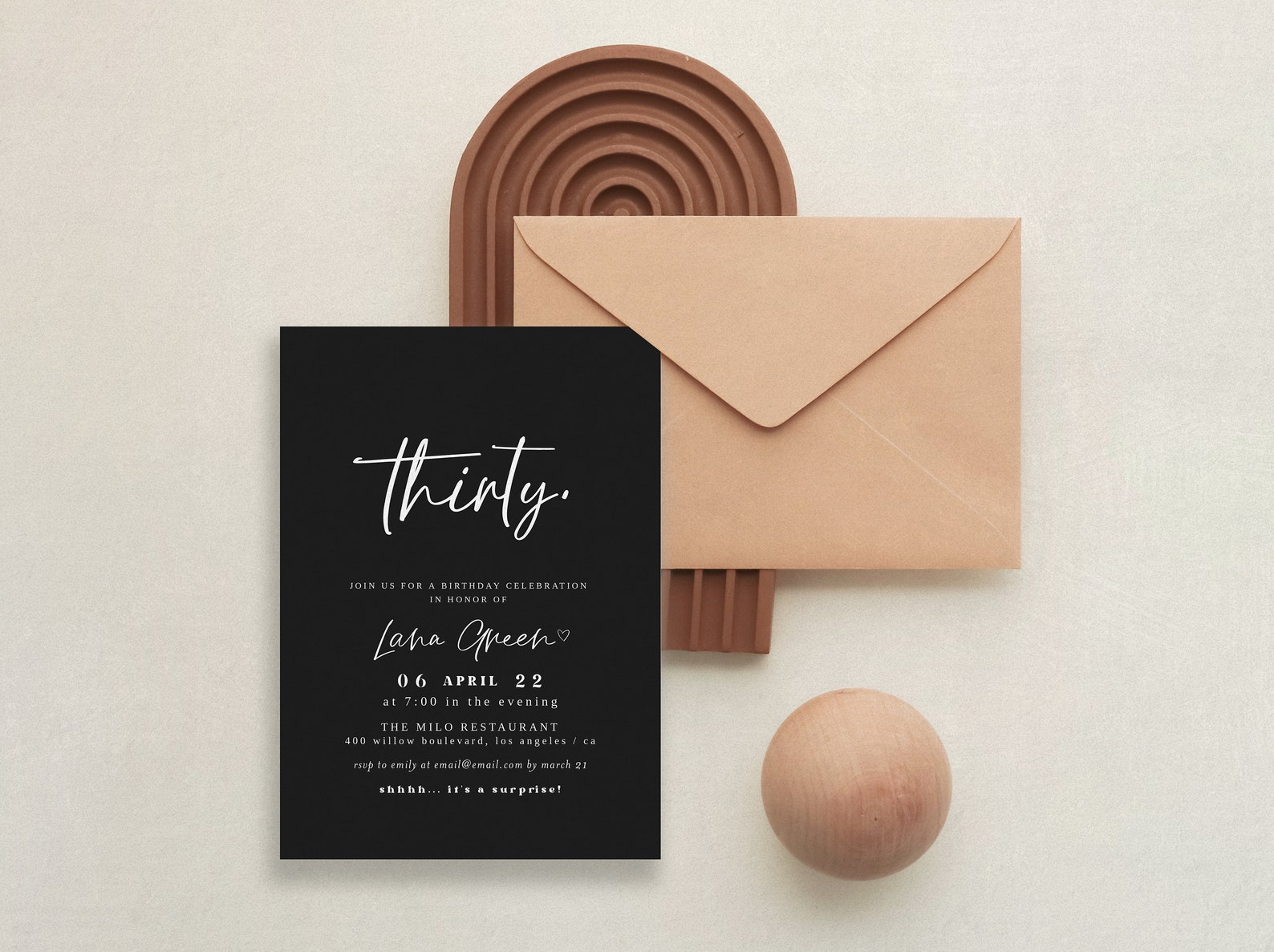 Black Modern Birthday Invitation, Birthday Invitation Template, Adult ...