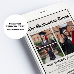 Graduation Thank You Template, Newspaper Graduation Thank You Card ...