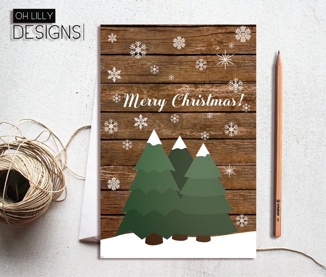 Christmas Cards Printable Rustic Holiday Card Rustic | Etsy