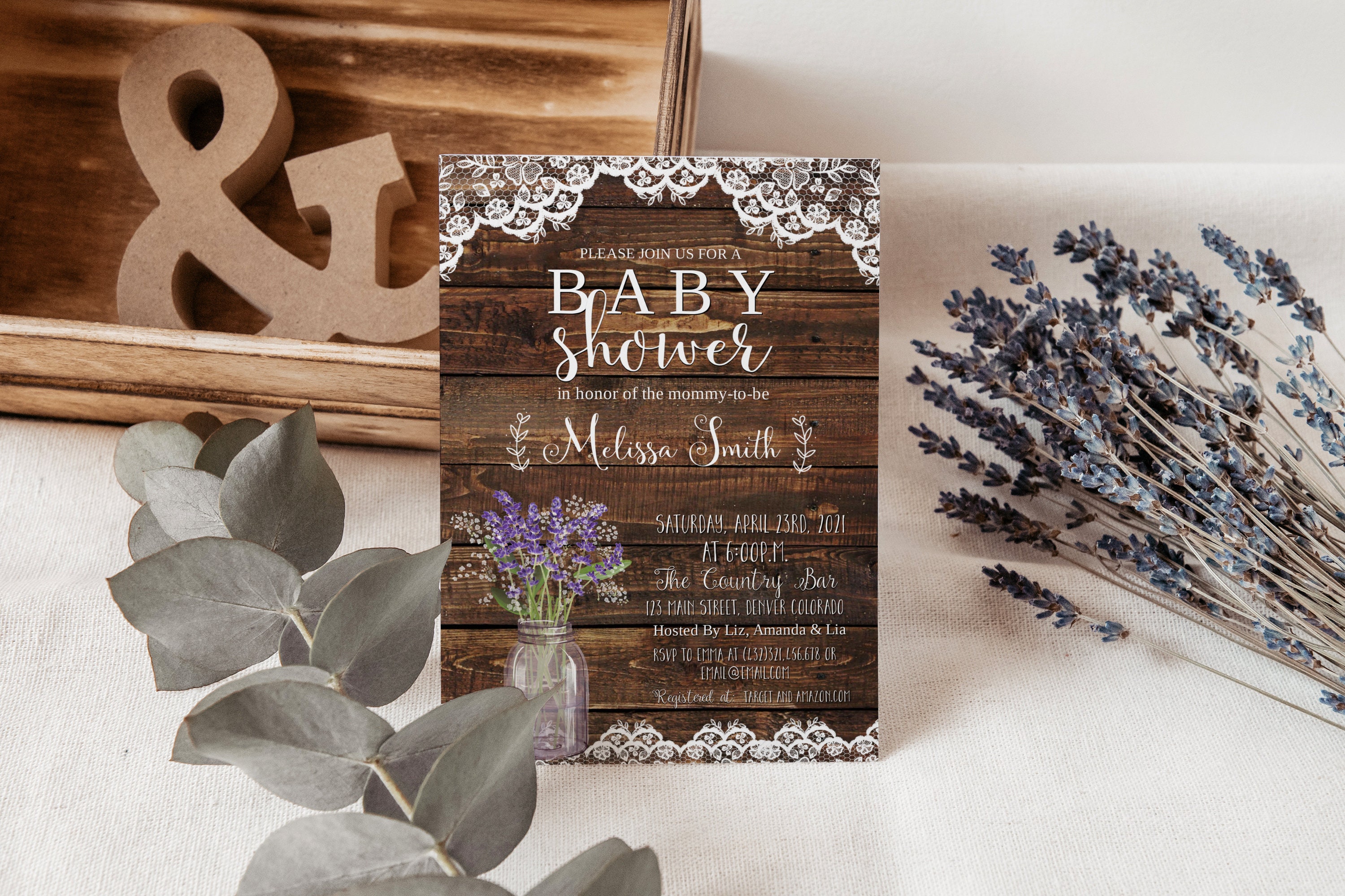 Rustic Baby Shower Invitation Printable Country Baby Shower - Etsy