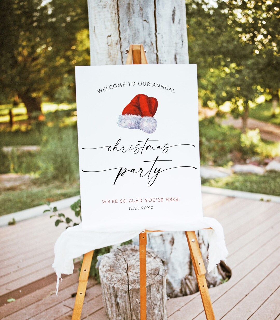 Modern Christmas Party Welcome Sign Template, Printable Christmas Party ...