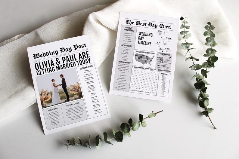 Newspaper Wedding Program Fun Wedding Program Template - Etsy