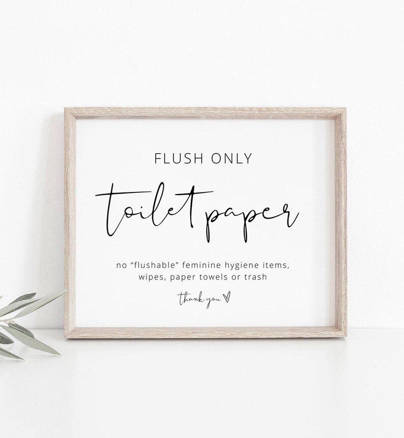 Flush Only Toilet Paper Sign Wedding Bathroom Sign Editable - Etsy