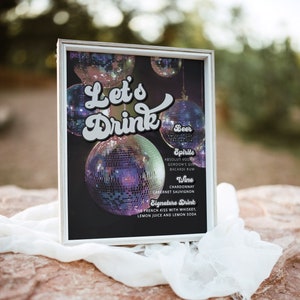 Retro Groovy Bar Sign Template, Disco Birthday Bar Sign Editable, Retro ...