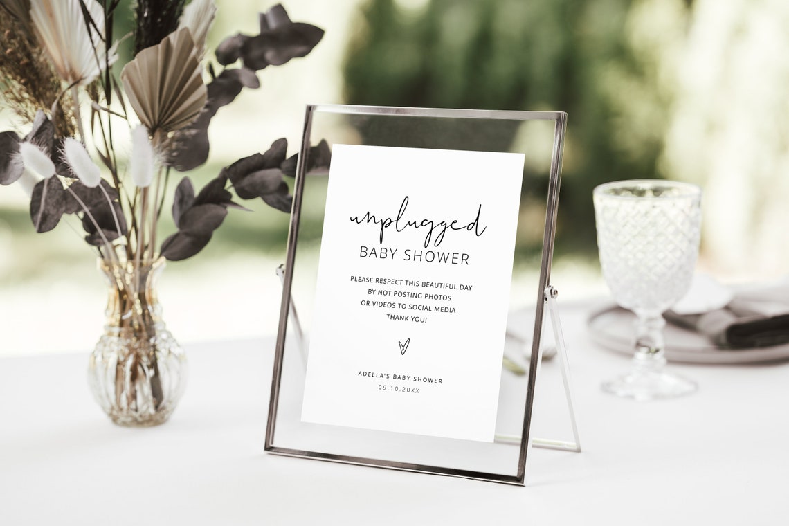 Unplugged Baby Shower Sign, No Posting to Social Media, No Sharing ...